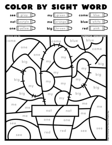 Color by Sight Words - Superstar Worksheets