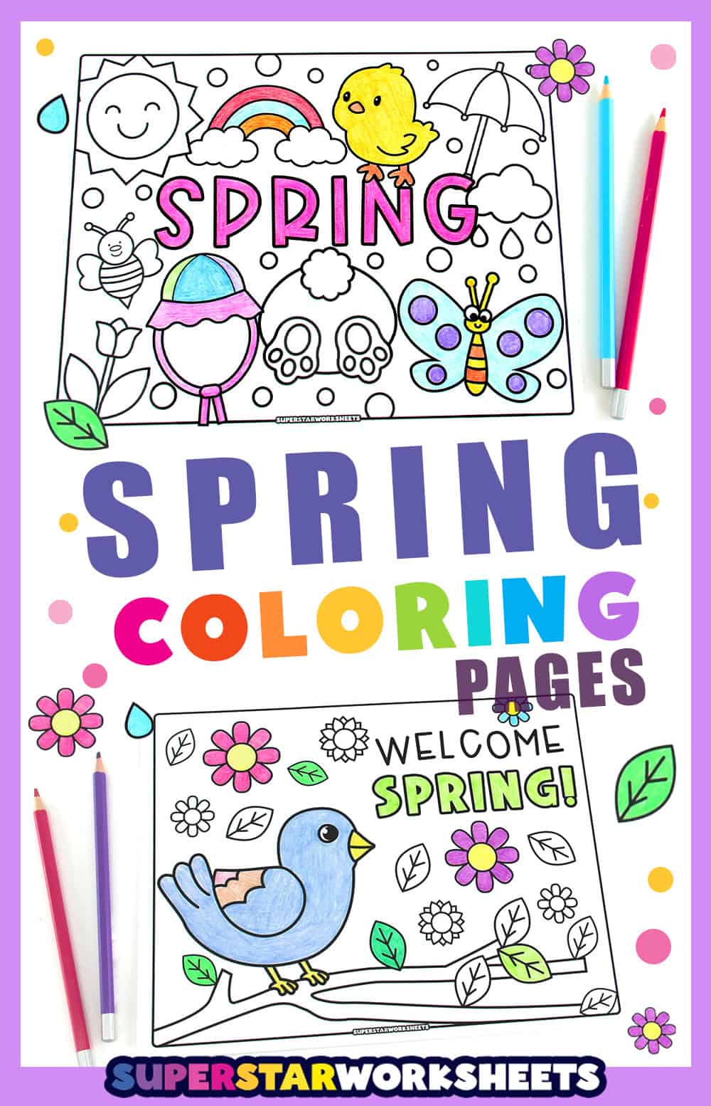 Spring Coloring Pages (Free Printables) - Superstar Worksheets