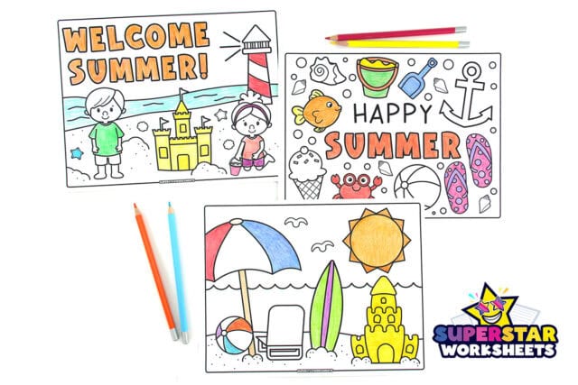 Summer Coloring Pages (Free Printables) - Superstar Worksheets