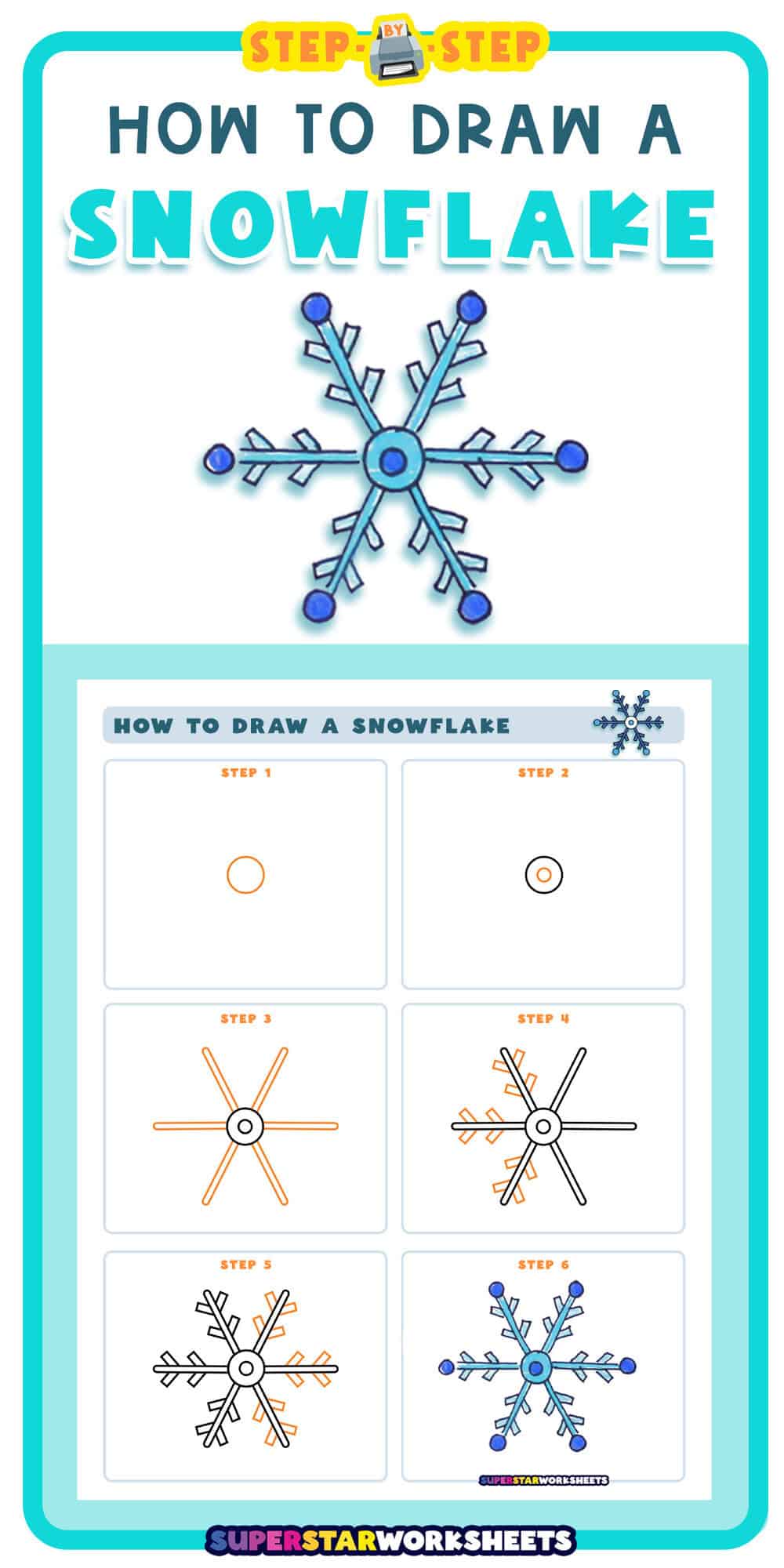 How to Draw a Snowflake (Free Printables) - Superstar Worksheets