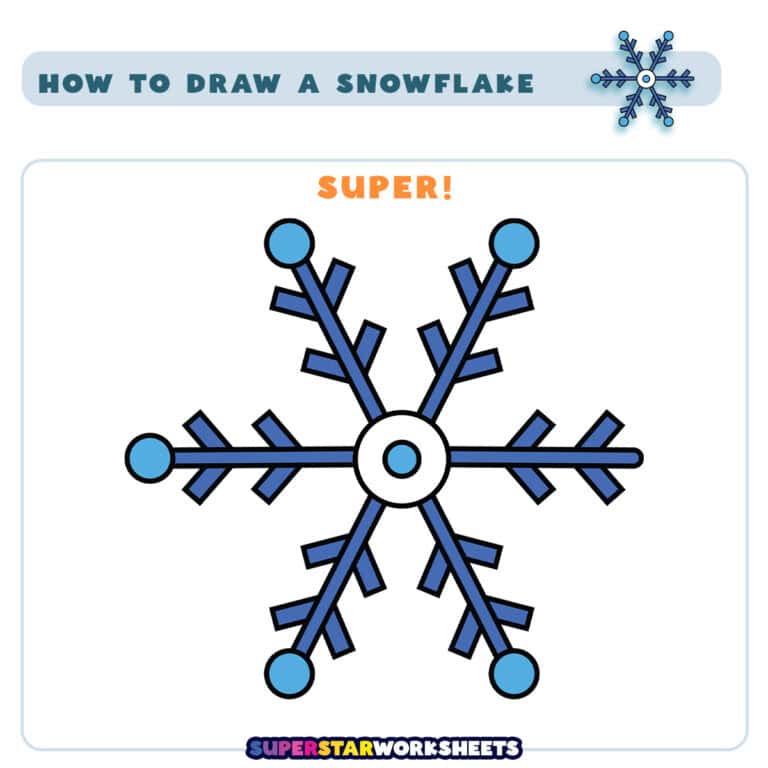 How to Draw a Snowflake (Free Printables) - Superstar Worksheets