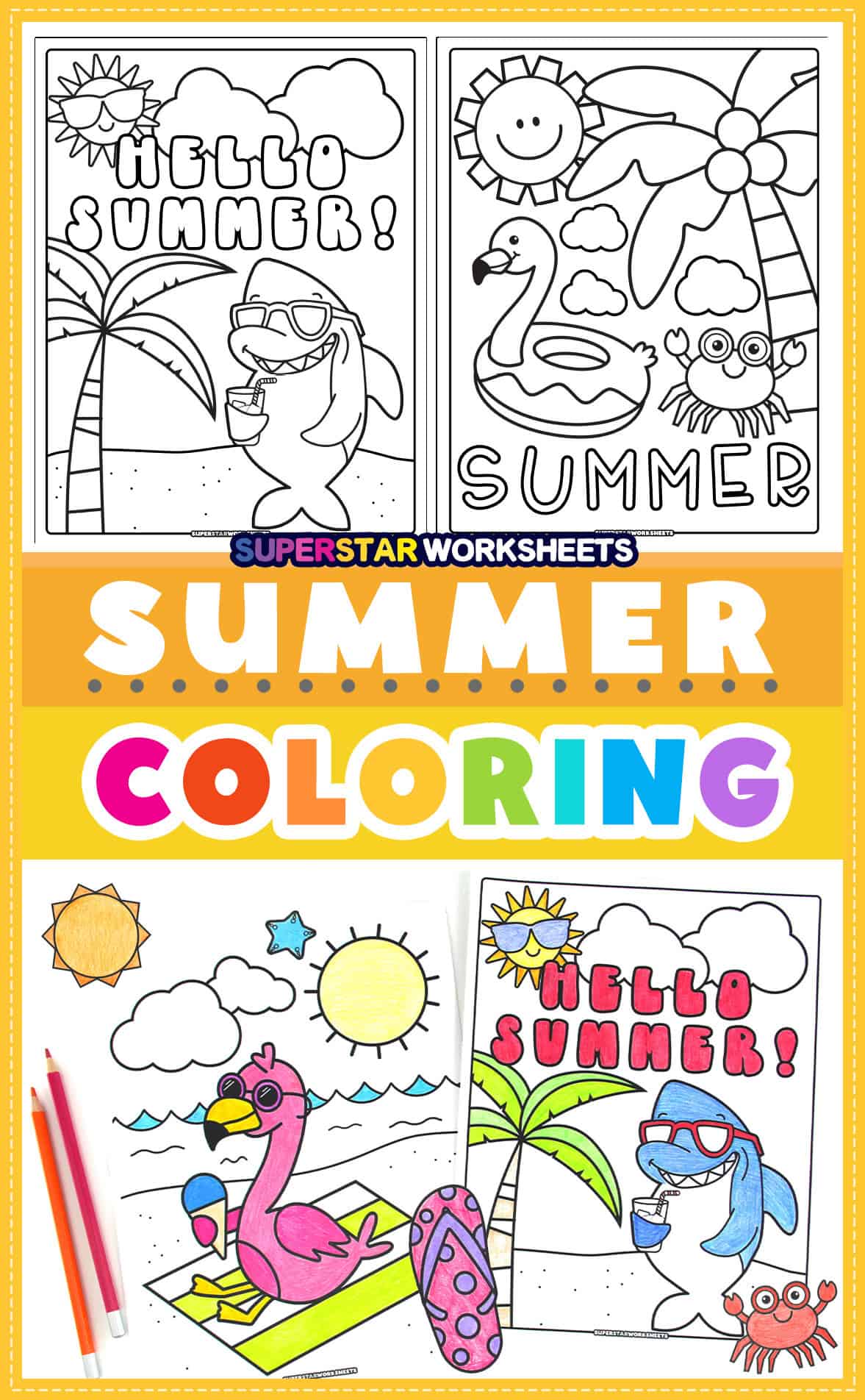 Summer Coloring Pages (Free Printables) - Superstar Worksheets
