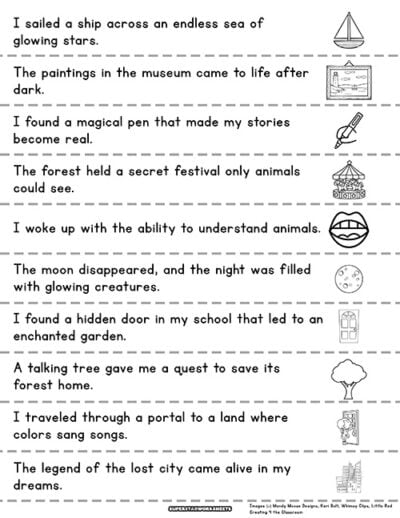 Story Starters (Free Printables) - Superstar Worksheets