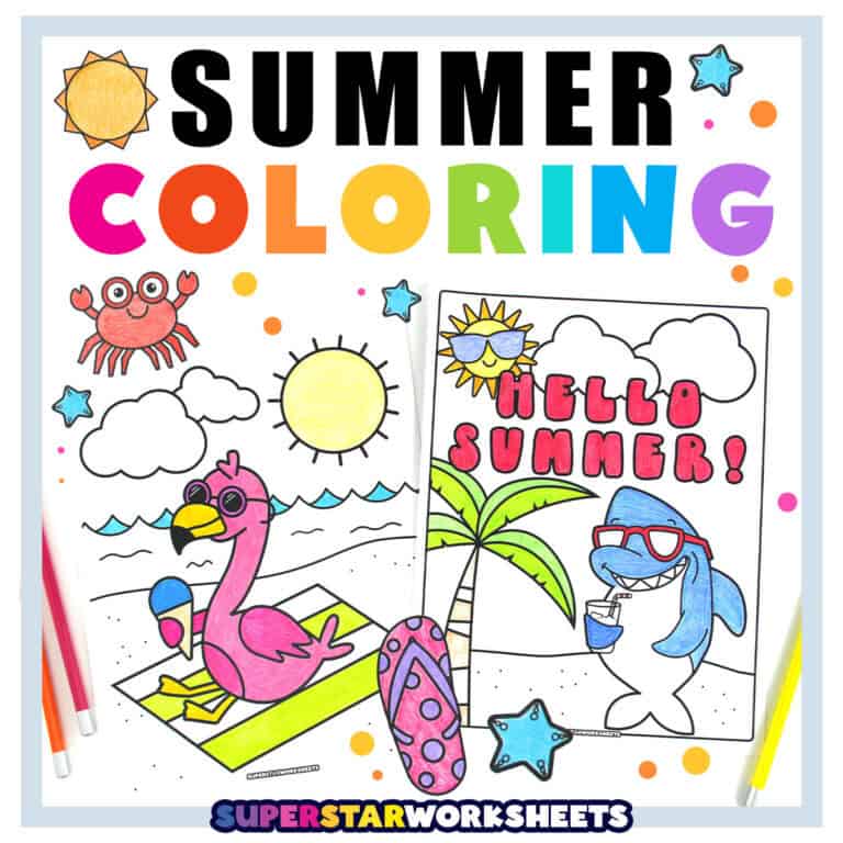 Summer Coloring Pages (Free Printables) - Superstar Worksheets