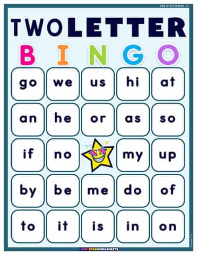 Two Letter Words (Free Printables) - Superstar Worksheets