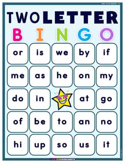 Two Letter Words (Free Printables) - Superstar Worksheets