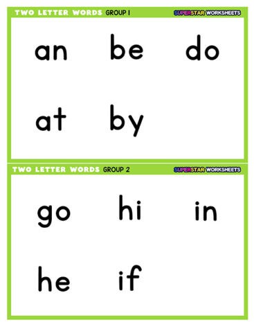 Two Letter Words (Free Printables) - Superstar Worksheets