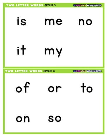 Two Letter Words (Free Printables) - Superstar Worksheets