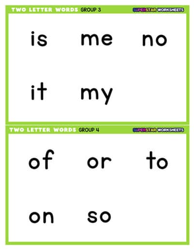 Two Letter Words (Free Printables) - Superstar Worksheets