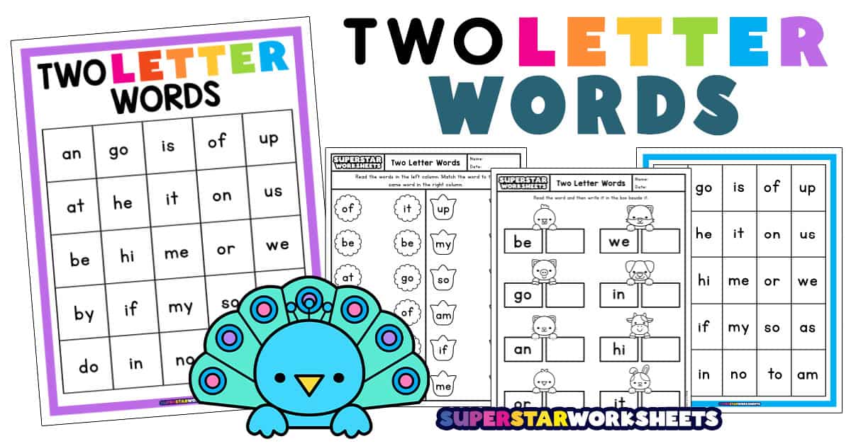 Two Letter Words (Free Printables) - Superstar Worksheets
