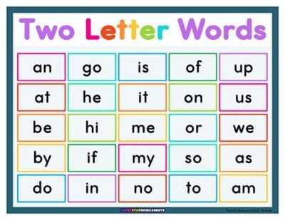 Two Letter Words (Free Printables) - Superstar Worksheets