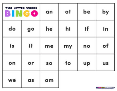 Two Letter Words (Free Printables) - Superstar Worksheets