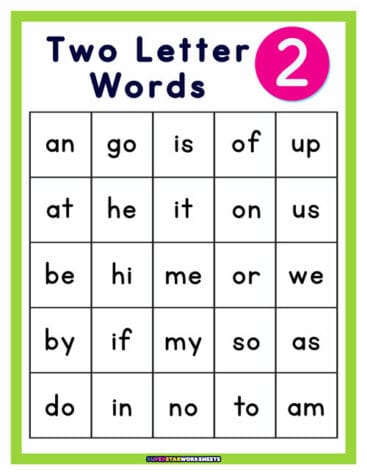 Two Letter Words (Free Printables) - Superstar Worksheets