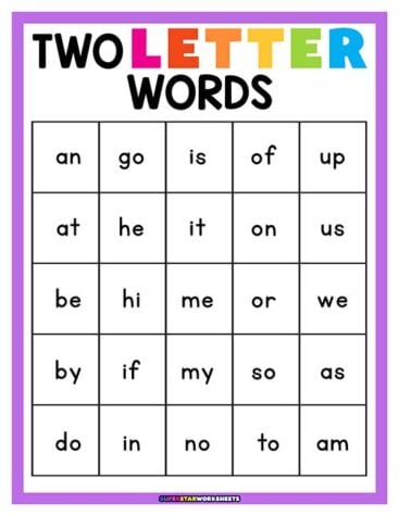 Two Letter Words (Free Printables) - Superstar Worksheets