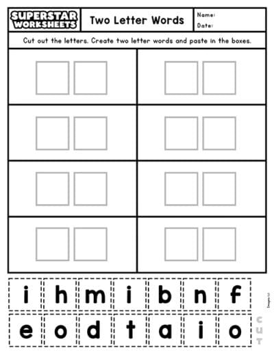 Two Letter Words (Free Printables) - Superstar Worksheets
