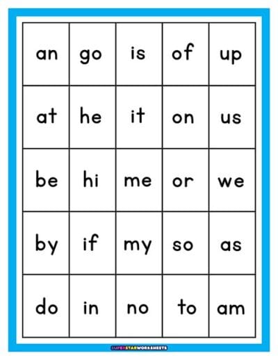 Two Letter Words (Free Printables) - Superstar Worksheets