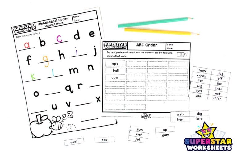 ABC Order Worksheets (Free Printables) - Superstar Worksheets