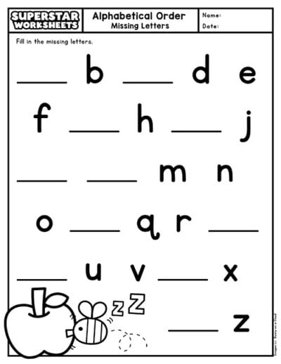 ABC Order Worksheets (Free Printables) - Superstar Worksheets