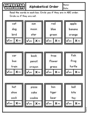 ABC Order Worksheets (Free Printables) - Superstar Worksheets