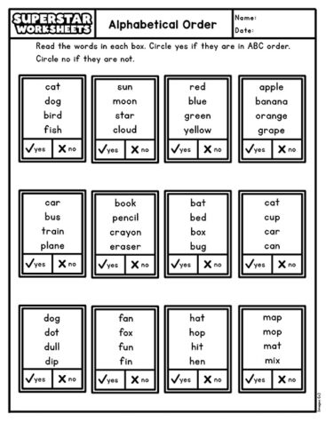 ABC Order Worksheets (Free Printables) - Superstar Worksheets