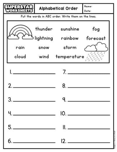 ABC Order Worksheets (Free Printables) - Superstar Worksheets