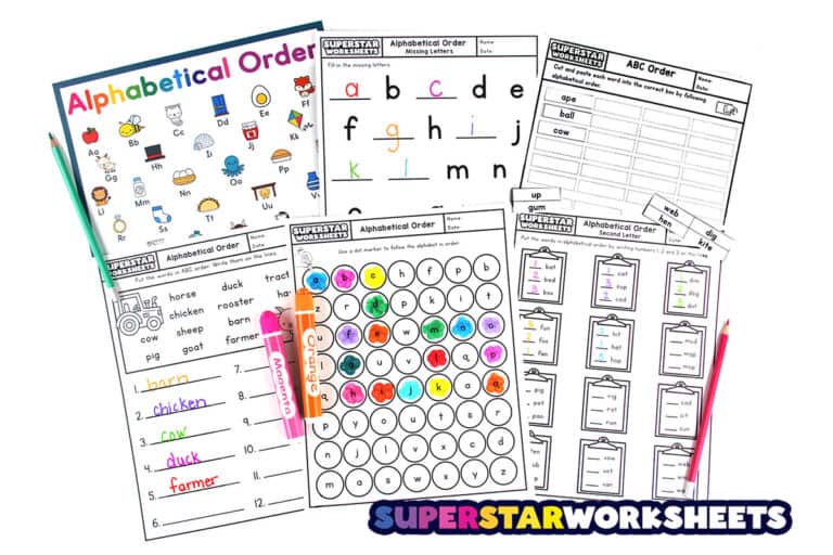 ABC Order Worksheets (Free Printables) - Superstar Worksheets