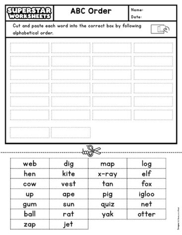 ABC Order Worksheets (Free Printables) - Superstar Worksheets