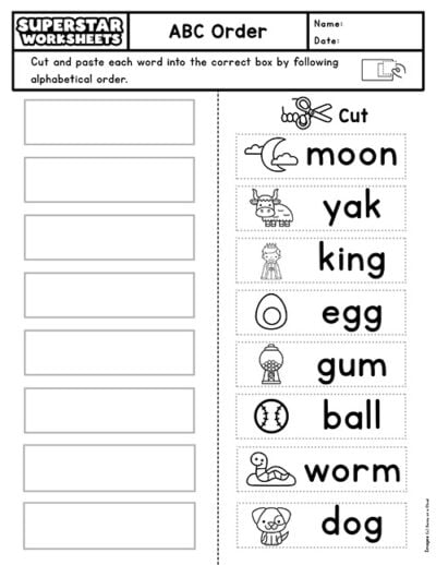 ABC Order Worksheets (Free Printables) - Superstar Worksheets