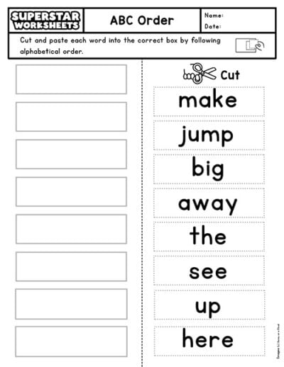 ABC Order Worksheets (Free Printables) - Superstar Worksheets