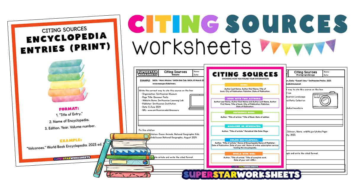 Citing Sources Worksheets - Superstar Worksheets