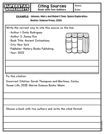 Citing Sources Worksheets - Superstar Worksheets