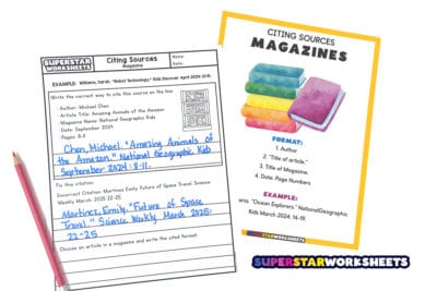 Citing Sources Worksheets - Superstar Worksheets
