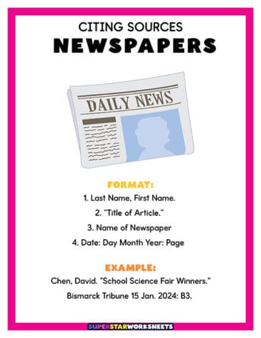 Citing Sources Worksheets - Superstar Worksheets