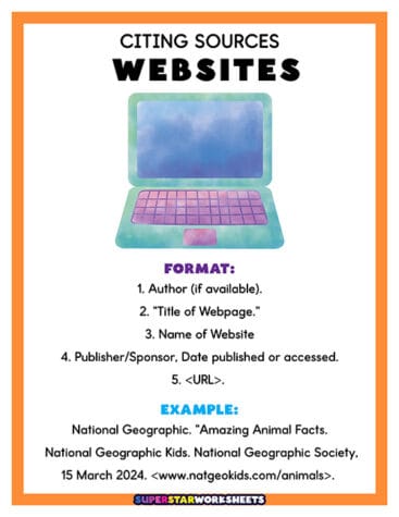 Citing Sources Worksheets - Superstar Worksheets