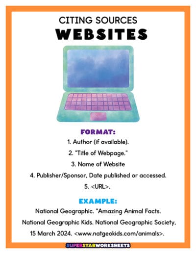 Citing Sources Worksheets - Superstar Worksheets