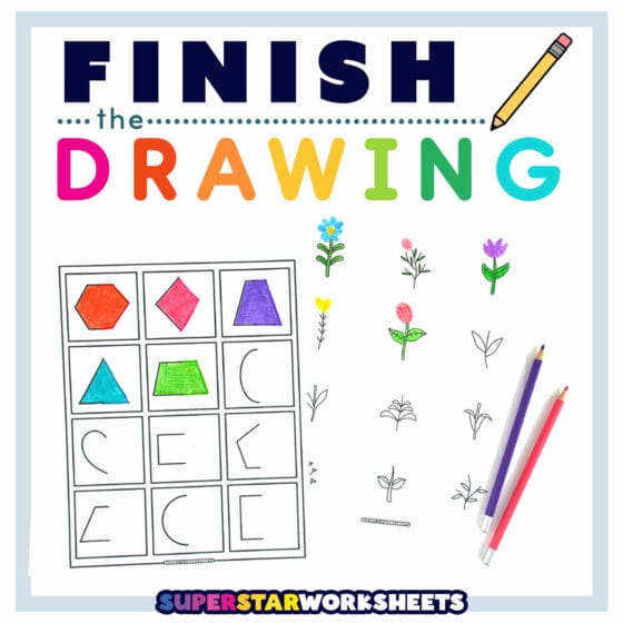 Finish the Drawing (Free Printables) - Superstar Worksheets
