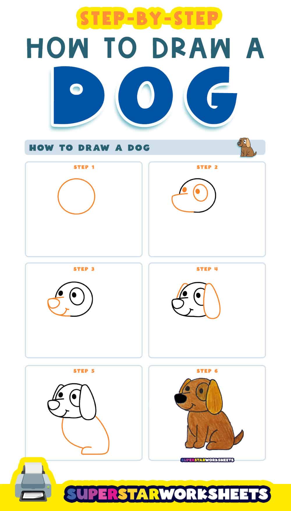 How to Draw a Dog (Free Printables) - Superstar Worksheets