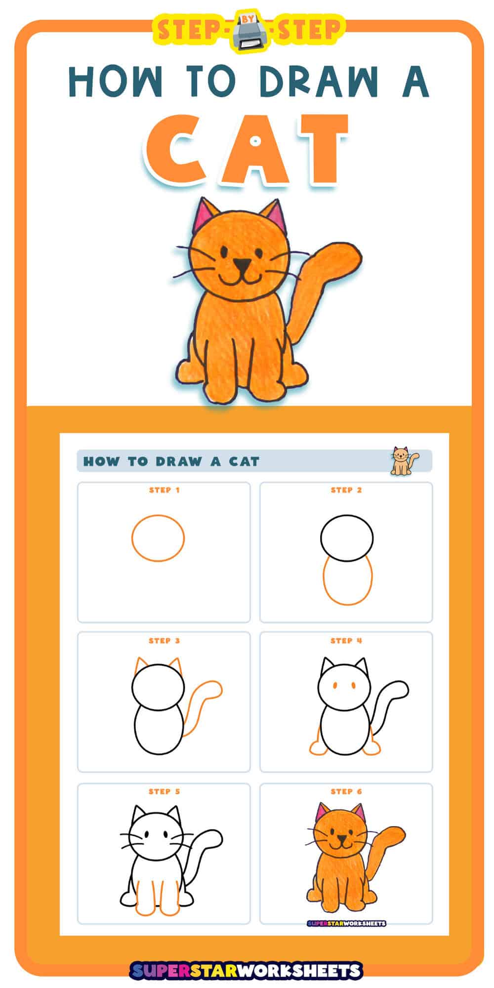 How to Draw a Cat (Free Printables) - Superstar Worksheets
