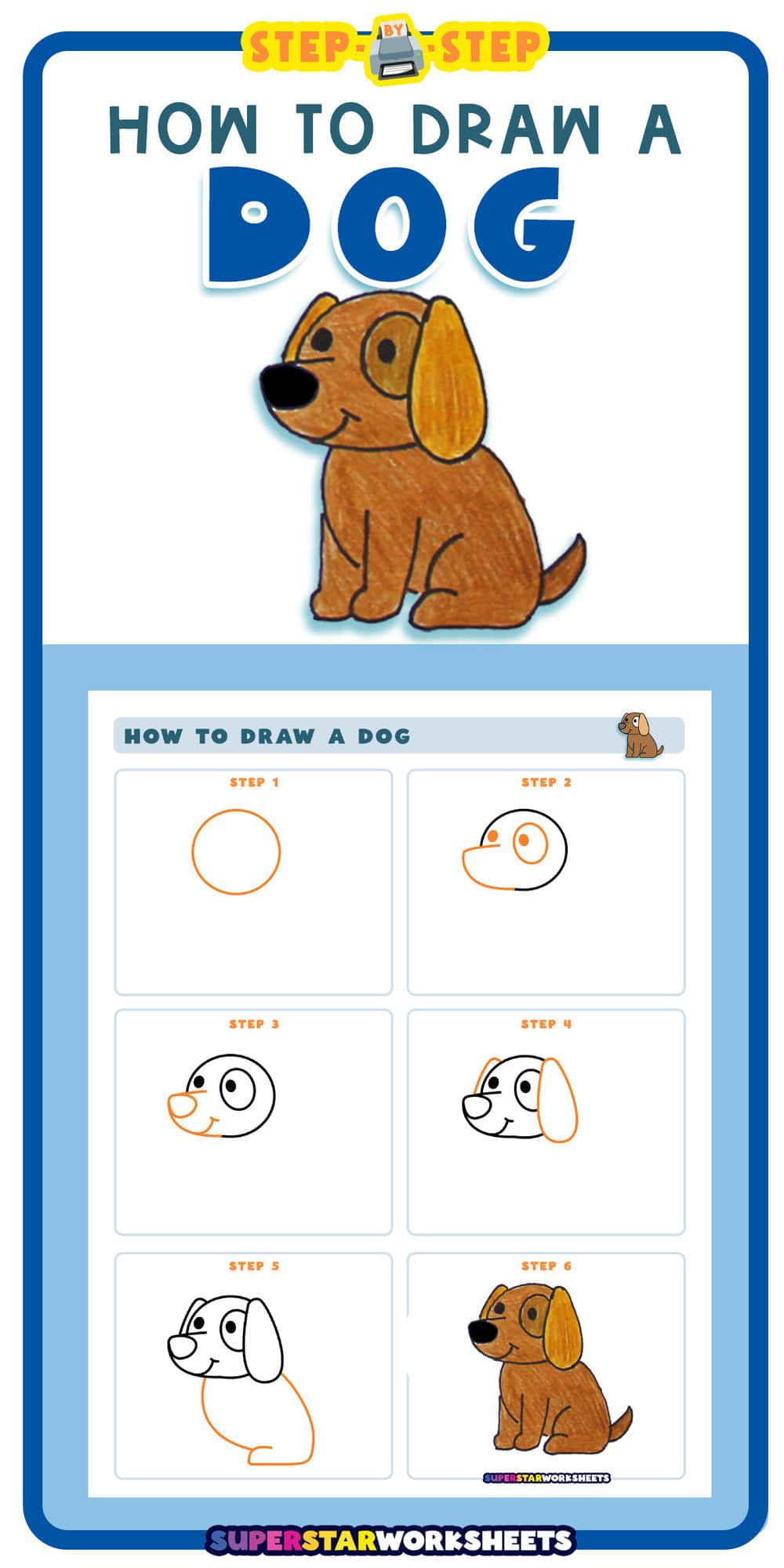 How to Draw a Dog (Free Printables) - Superstar Worksheets