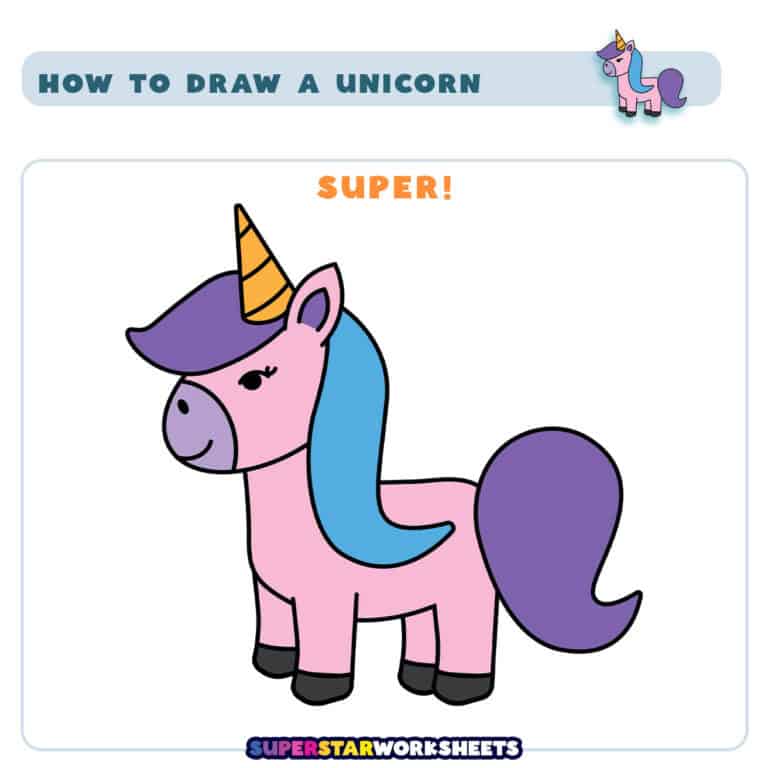 How to Draw a Unicorn (Free Printables) - Superstar Worksheets