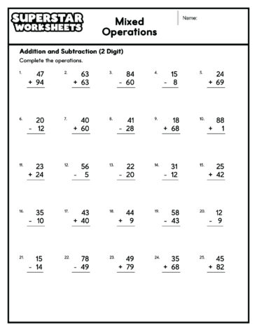 Mixed Operations Worksheets - Superstar Worksheets