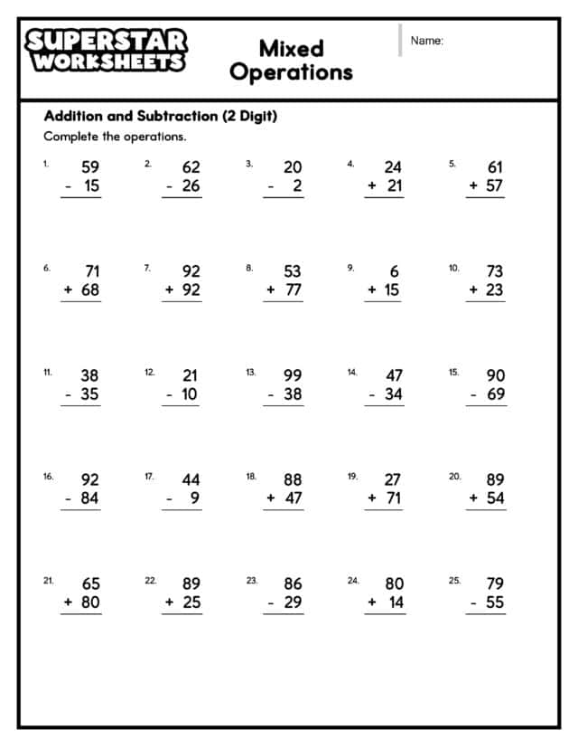 Mixed Operations Worksheets - Superstar Worksheets