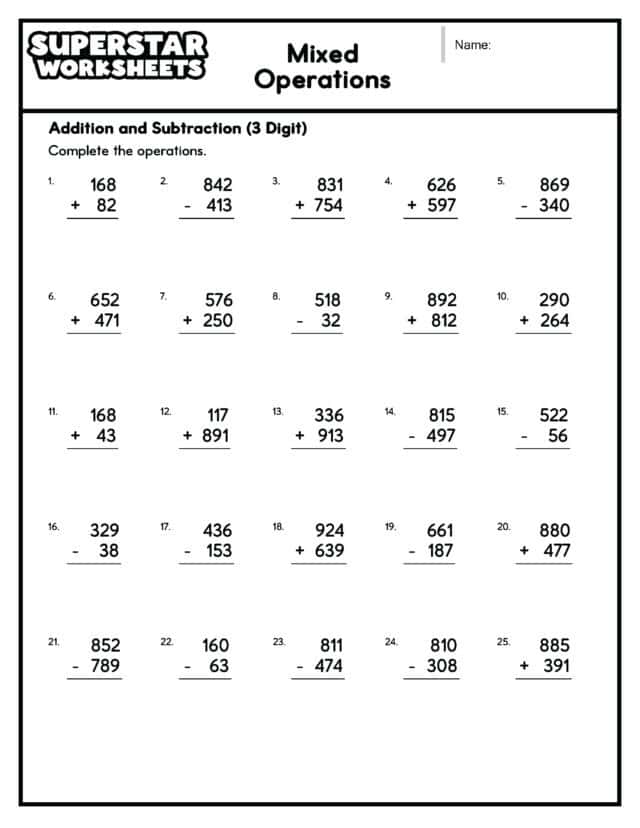 Mixed Operations Worksheets - Superstar Worksheets