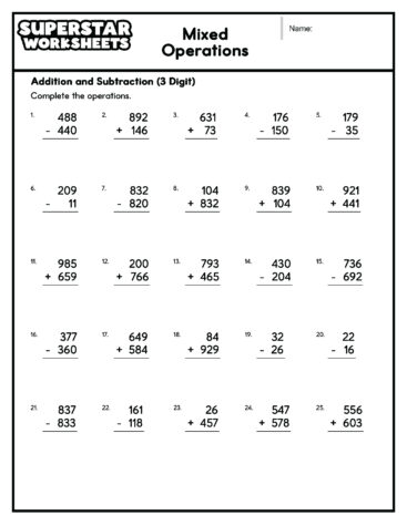 Mixed Operations Worksheets - Superstar Worksheets