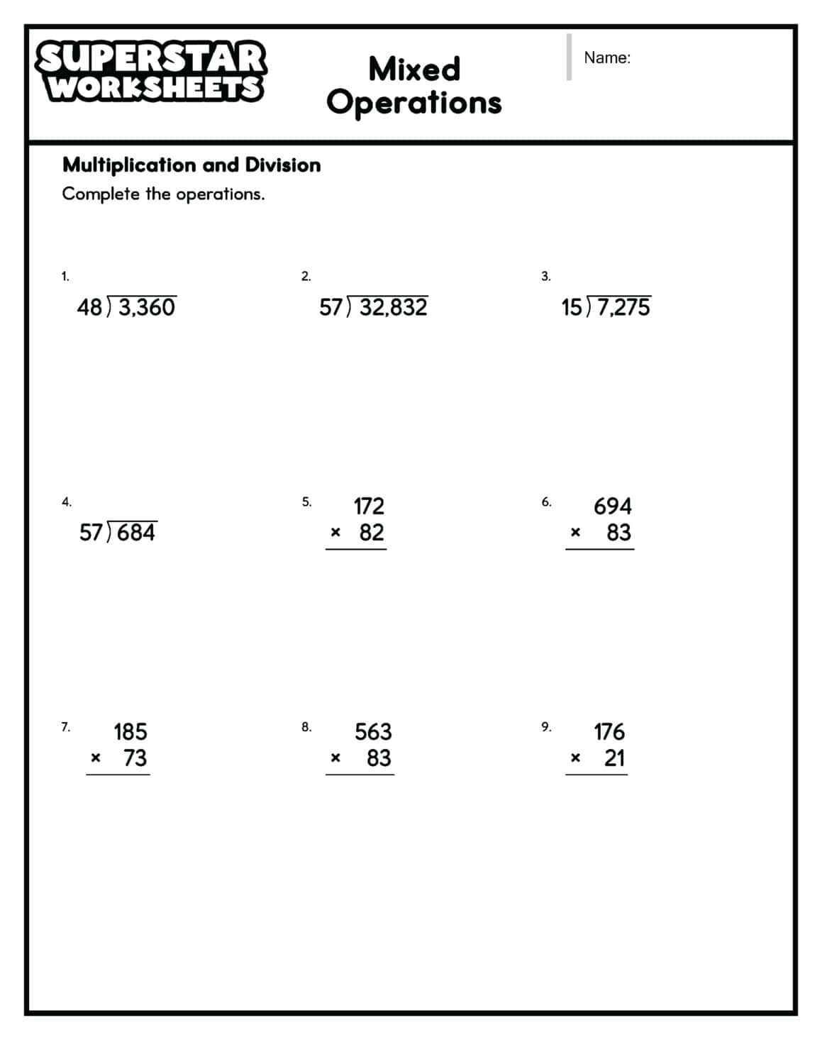 Mixed Operations Worksheets - Superstar Worksheets