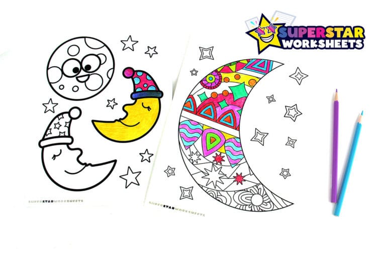 Moon Coloring Pages (Free Printables) - Superstar Worksheets
