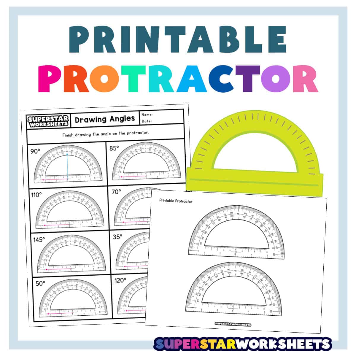 Printable Protractor - Superstar Worksheets
