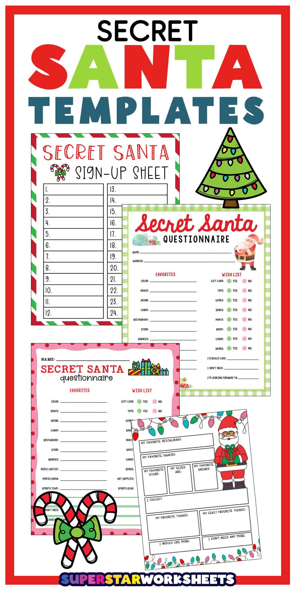 Secret Santa Templates (Free Printables) - Superstar Worksheets