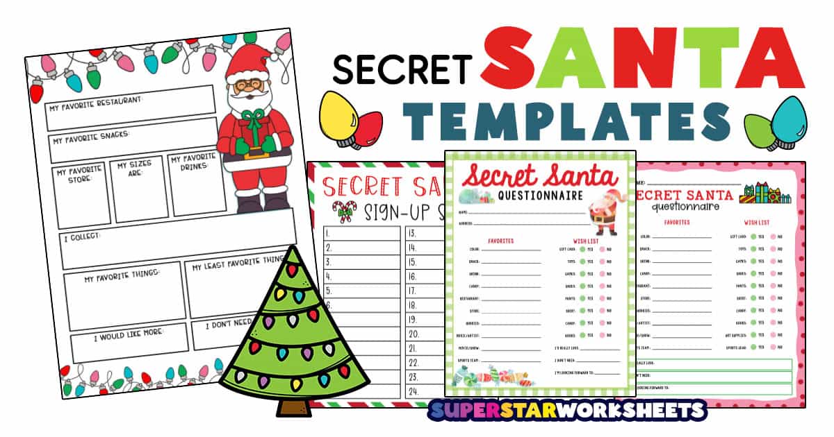 Secret Santa Templates (Free Printables) - Superstar Worksheets