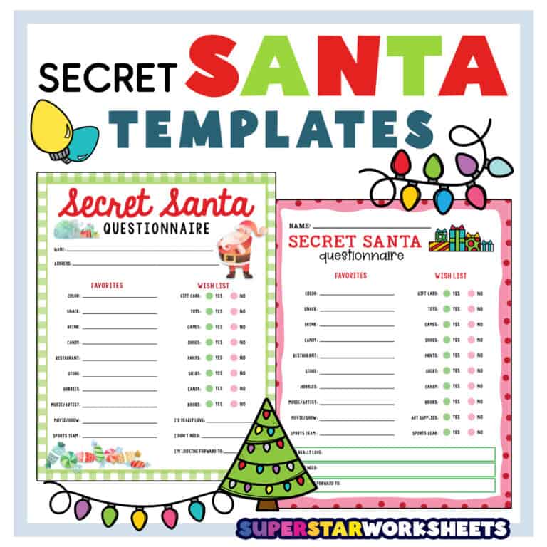 Secret Santa Templates (Free Printables) - Superstar Worksheets